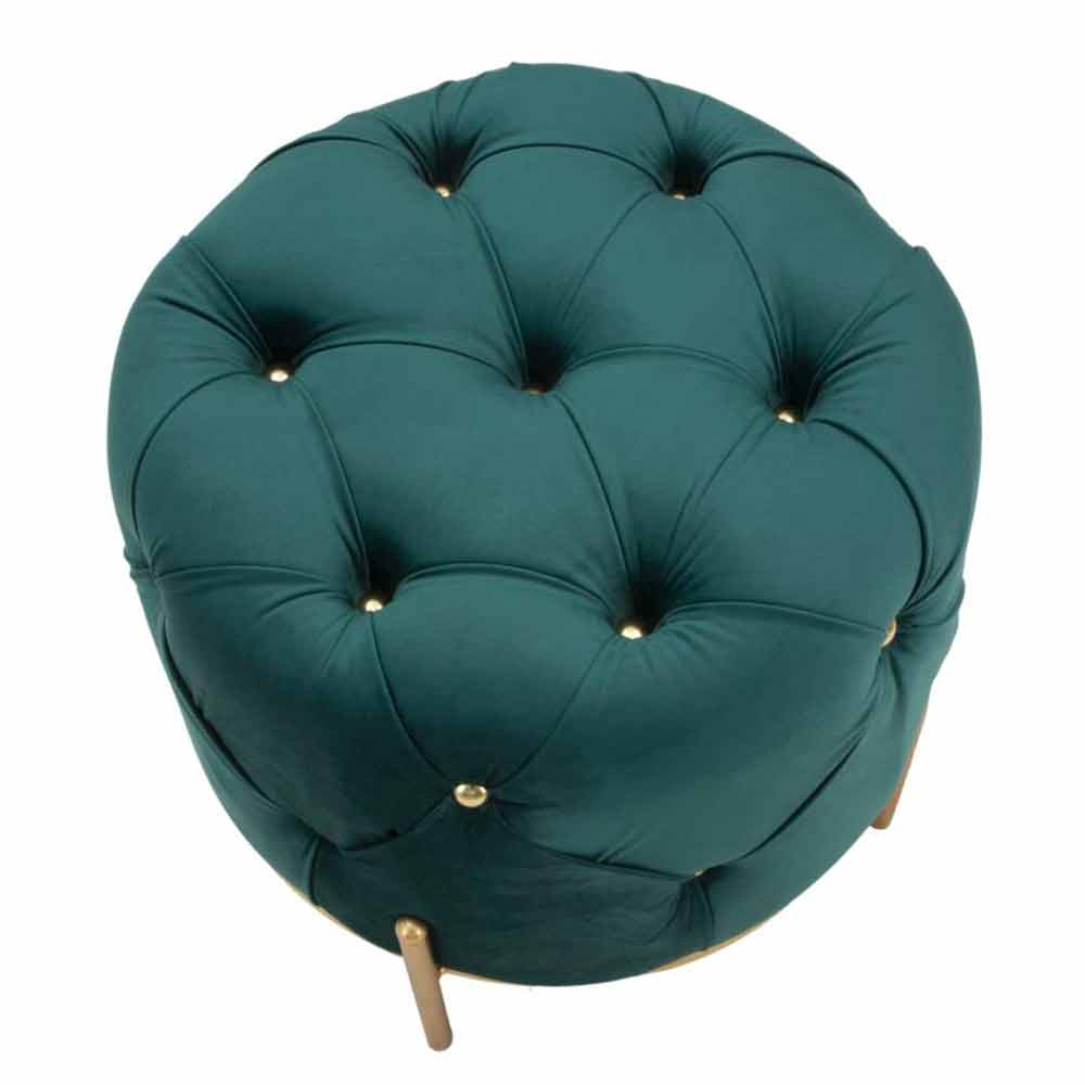 Rund puff diameter 45 cm Modern stil i järn, MDF och tyg