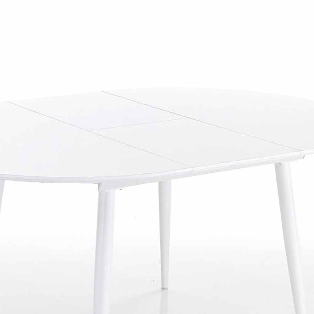 Rundt utdragbart matbord i vitt Mdf - Ismaele