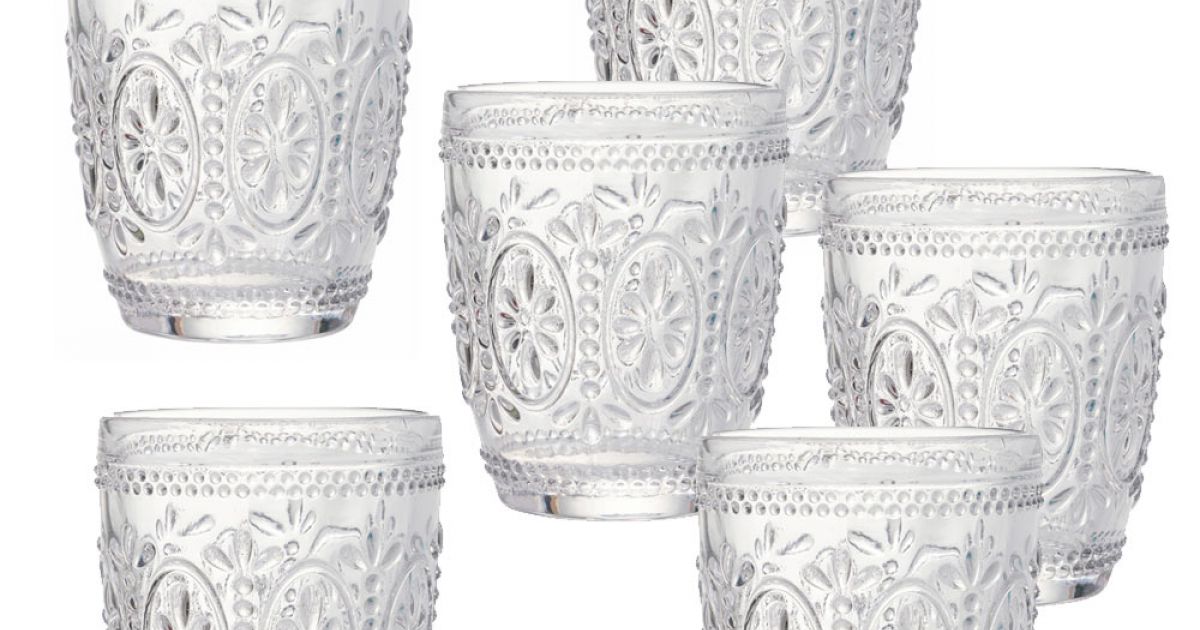 Genomskinligt glas Vattenglasset med dekoration