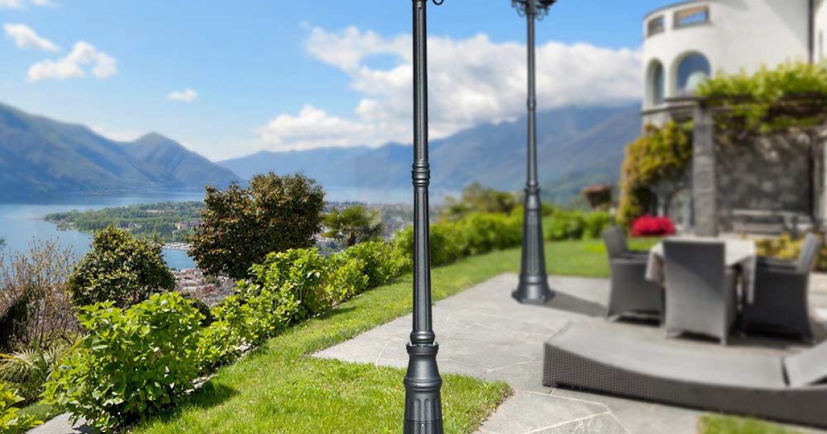 249 cm hög gatlykta i antracitaluminium och sandblästrat glas