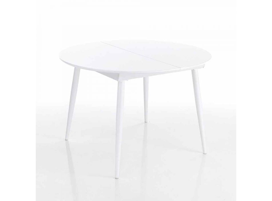 Rundt utdragbart matbord i vitt Mdf - Ismaele